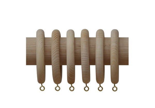 Unfinished Wood Curtain Pole Rings (Box of 6)